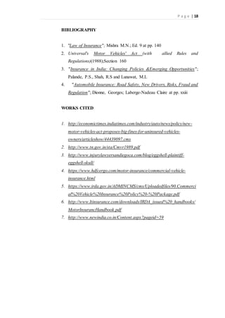 MOTOR VEHICLE INSURANCE Research Paper | DOCX
