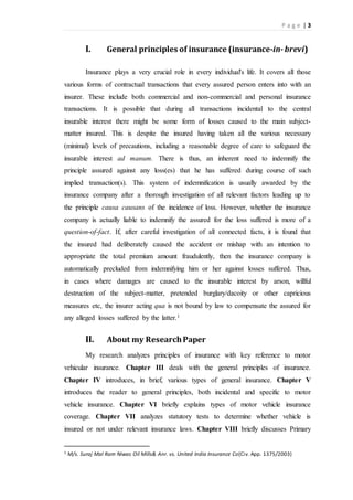 MOTOR VEHICLE INSURANCE Research Paper | DOCX
