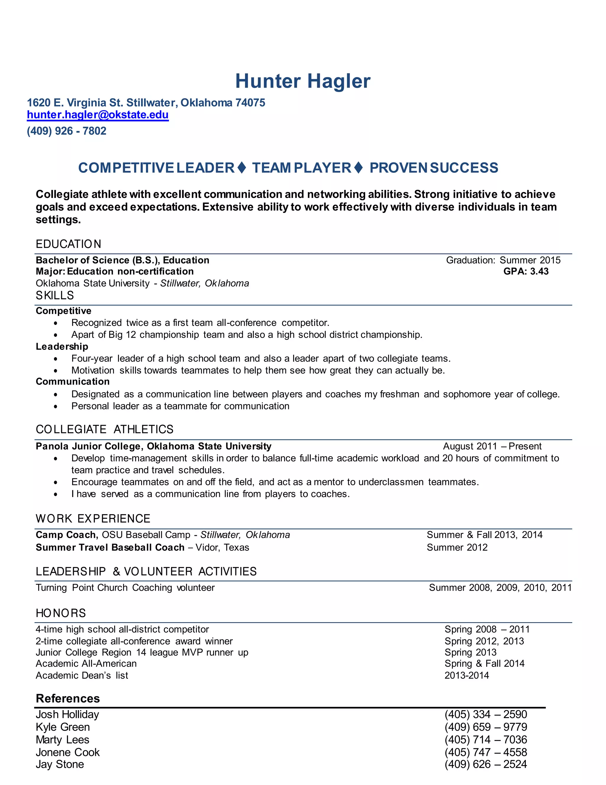 Hunter Hagler Resumé | DOCX