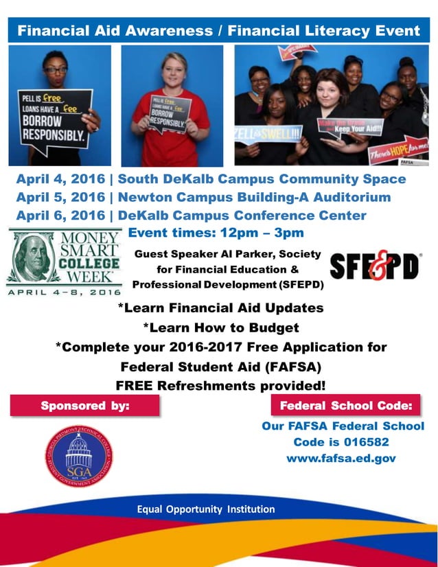 MSCW GPTC Financial Aid Literacy Event Flyer 04.16