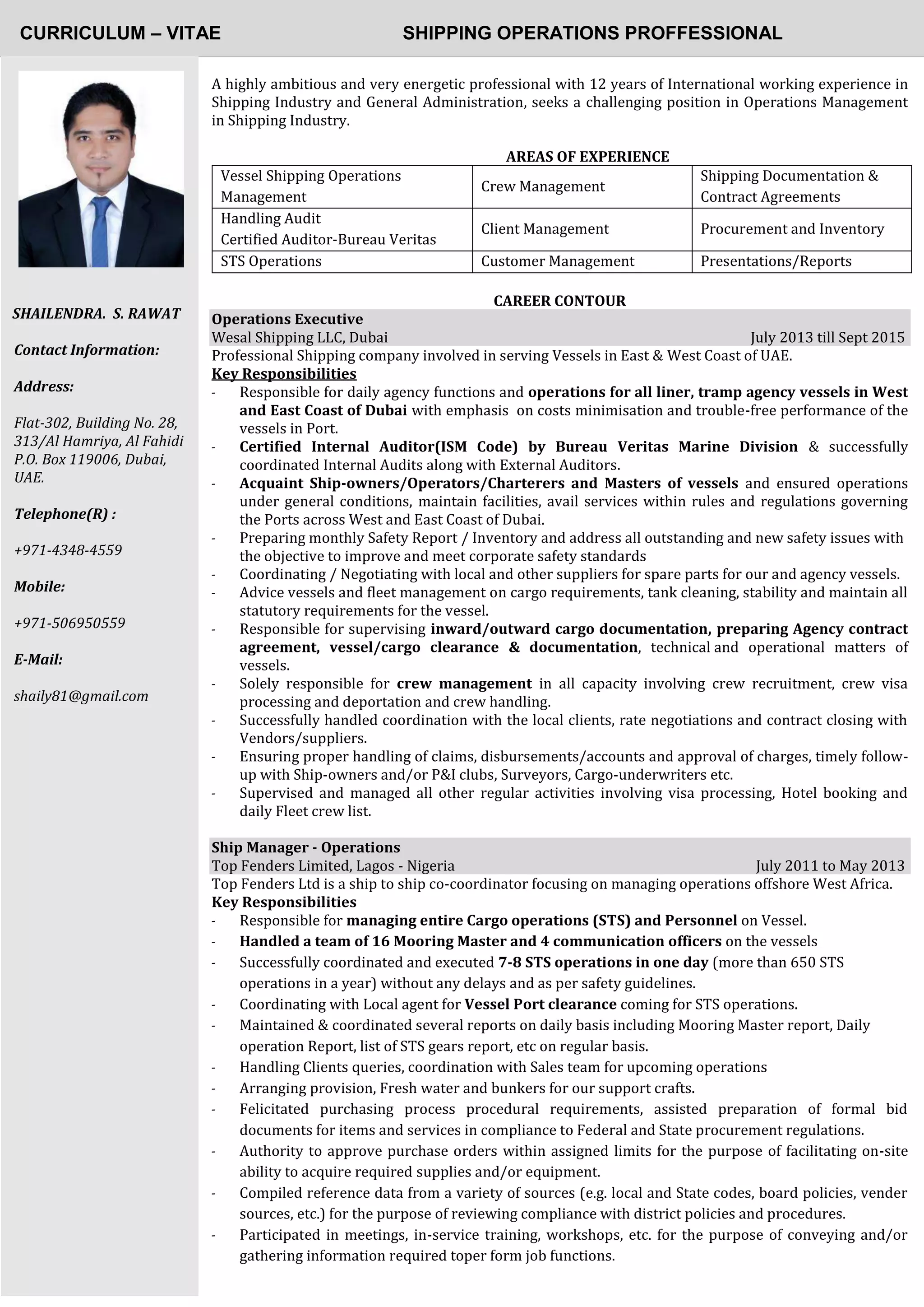 CV-Shipping+Operations(SHAILENDRA+RAWAT).compressed | PDF