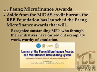 The Microfinance Data Sharing System (MiDAS) | PDF