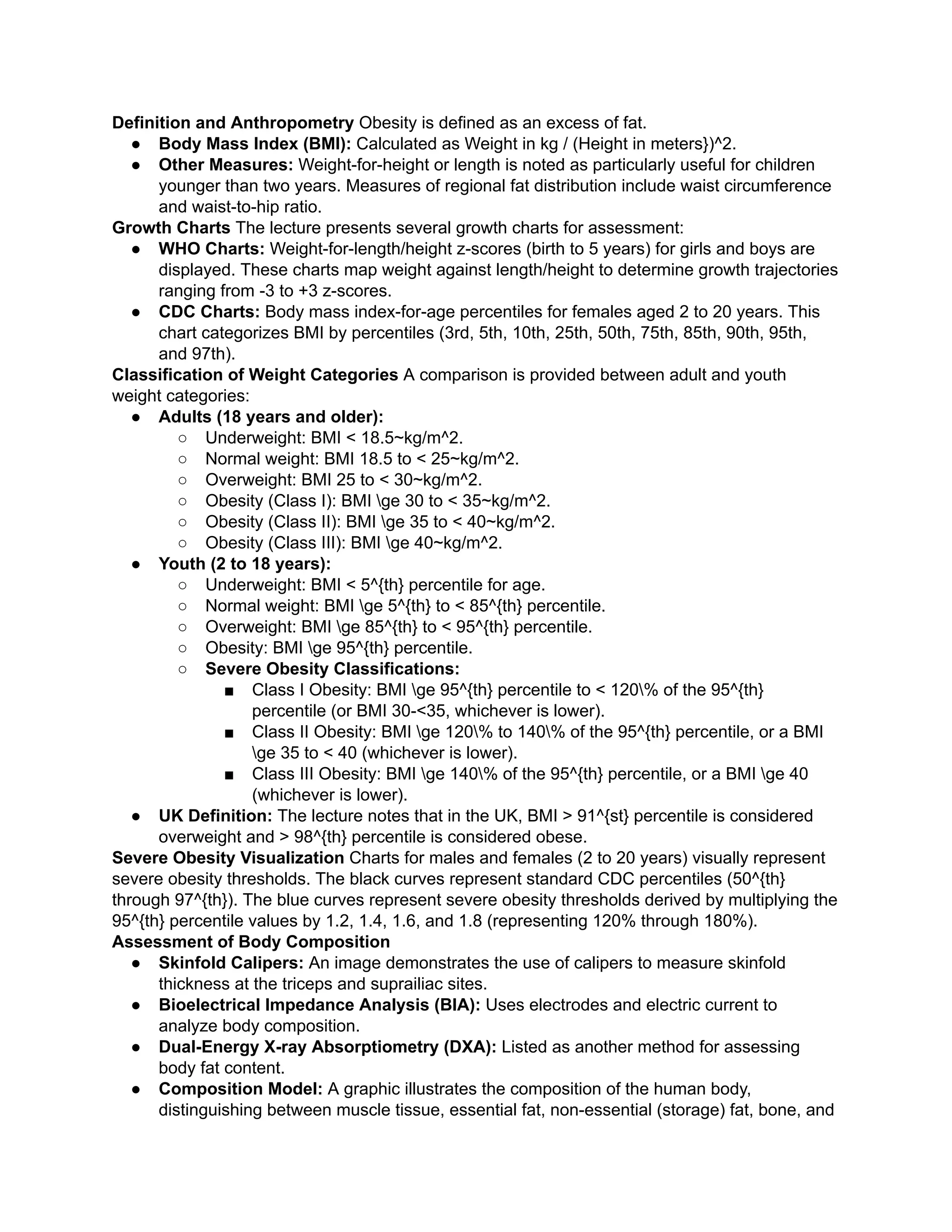 A lecture about Obesity with General measures using CDC guidelines | PDF