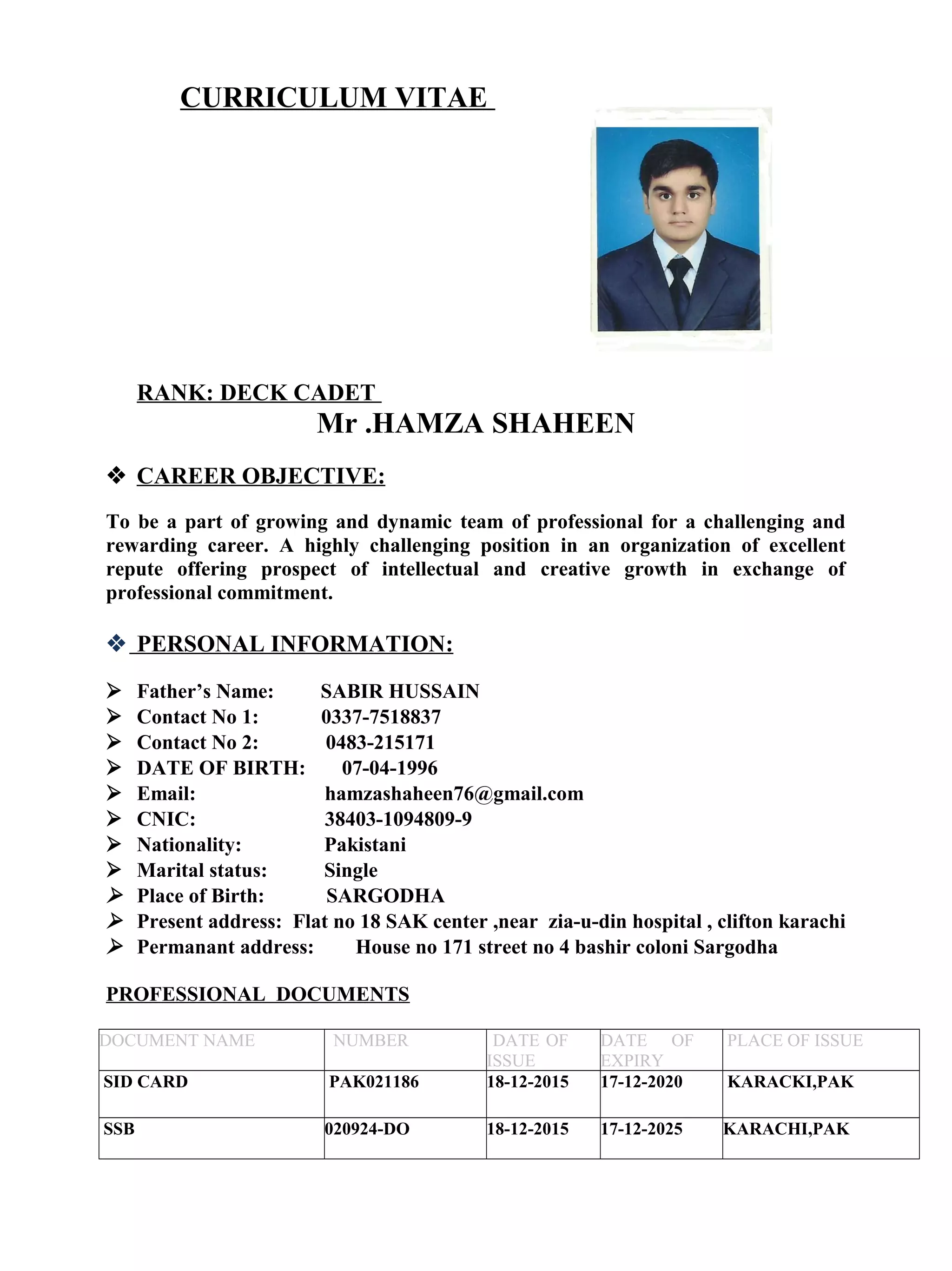 HAMZA FINAL CV | PDF