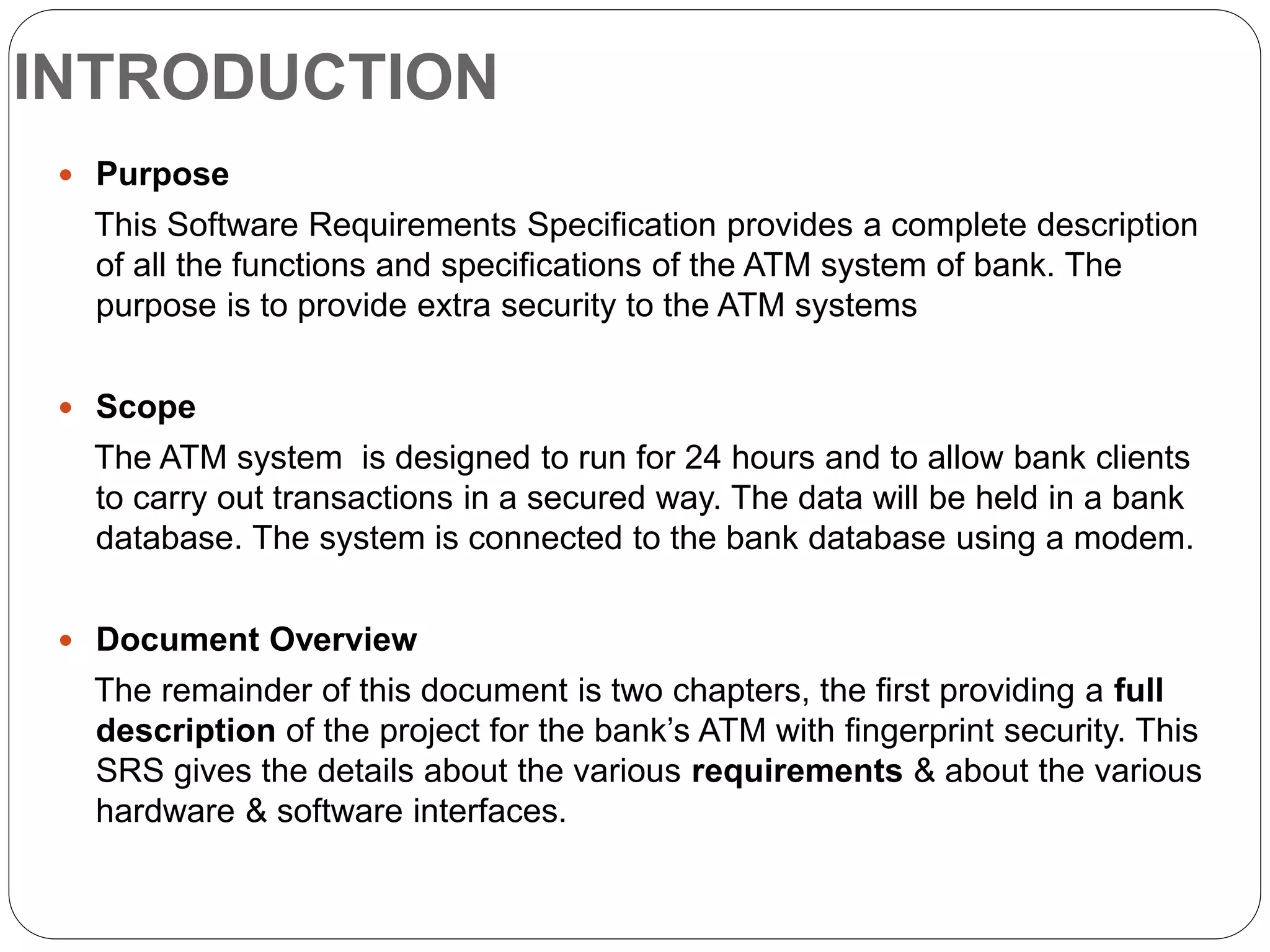 Fingerprint Authentication for ATM | PPTX