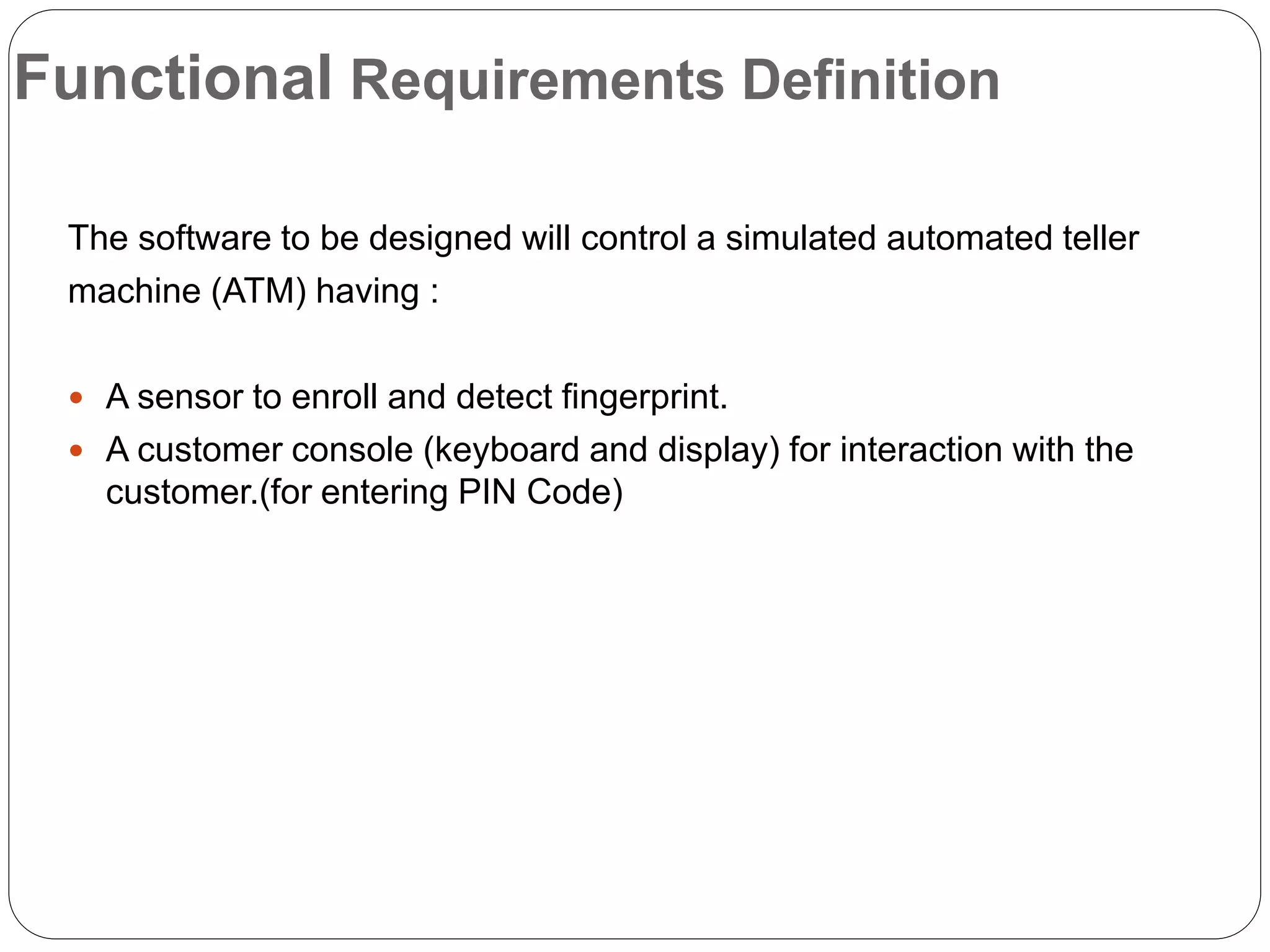 Fingerprint Authentication for ATM | PPTX