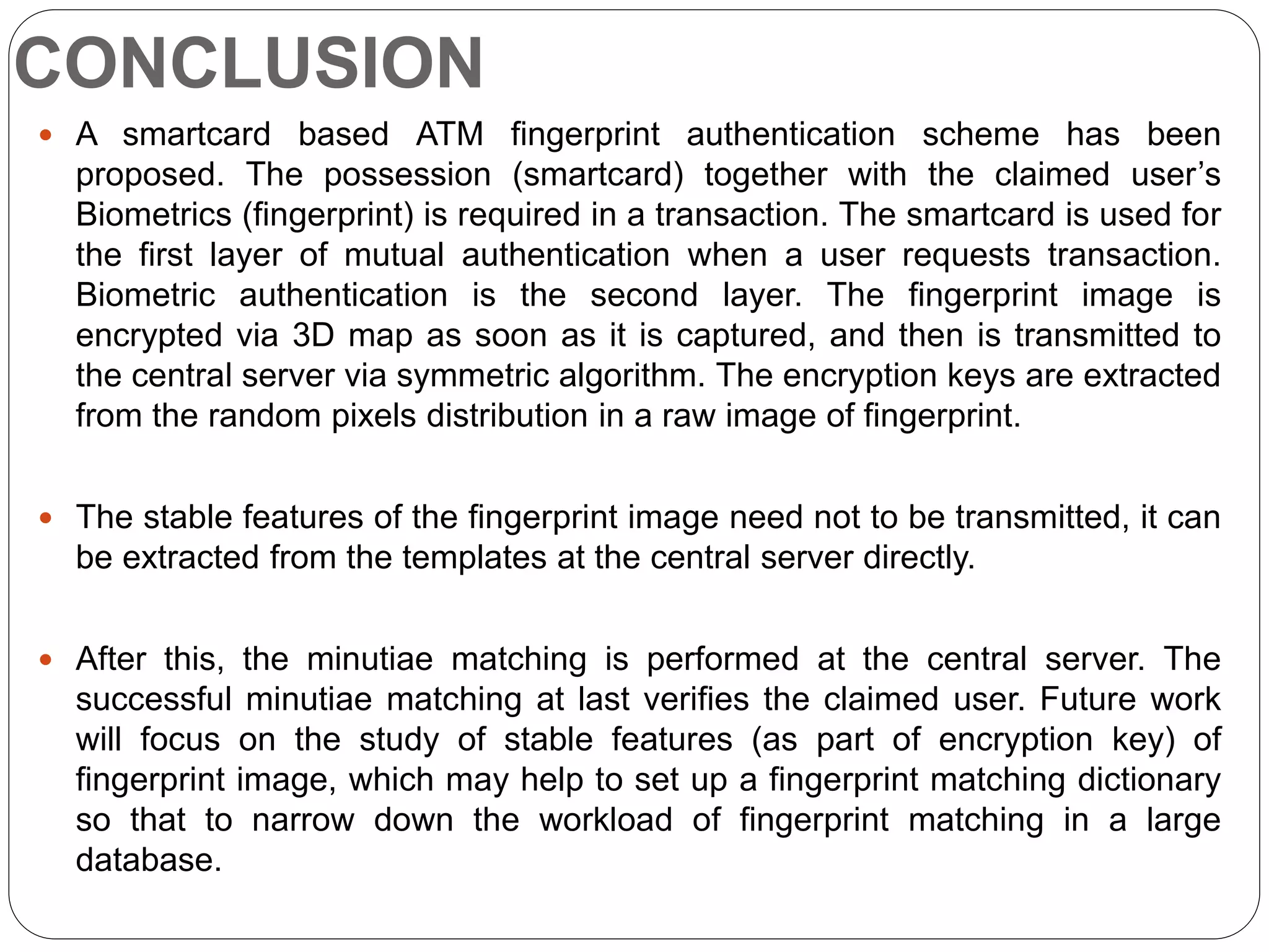 Fingerprint Authentication for ATM | PPTX