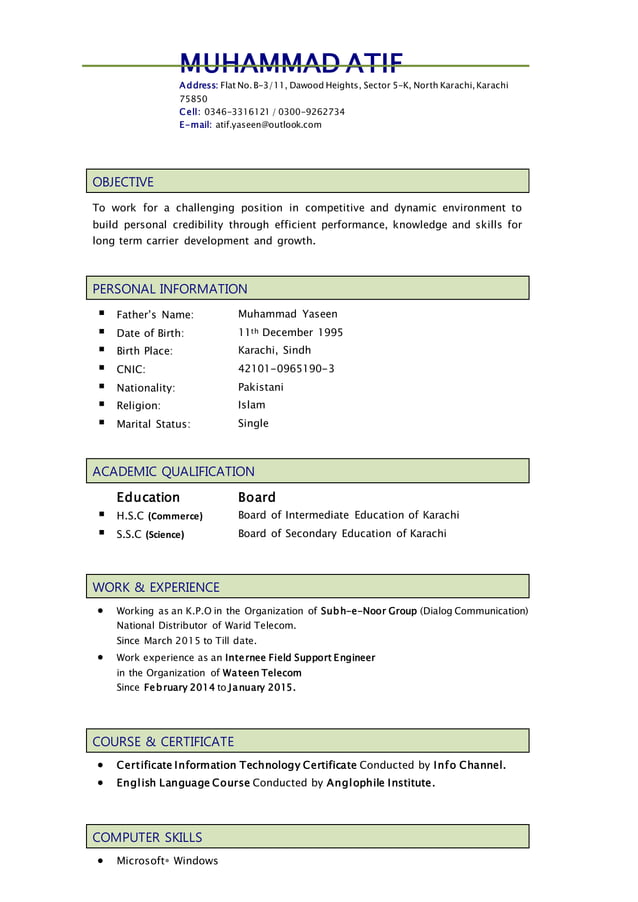 Muhammad Atif CV (1) | PDF