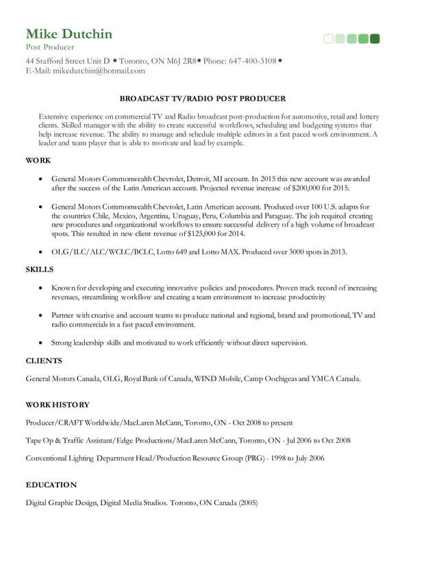 Mike Dutchin_2015 Resume | PDF