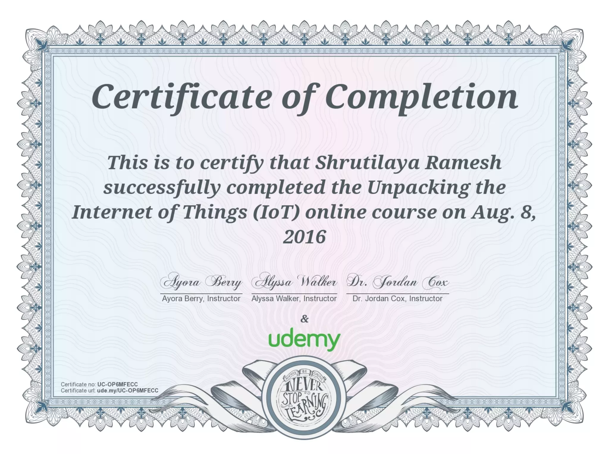 Udemy IoT Certificate | PPT Udemy IoT Certificate | PPT