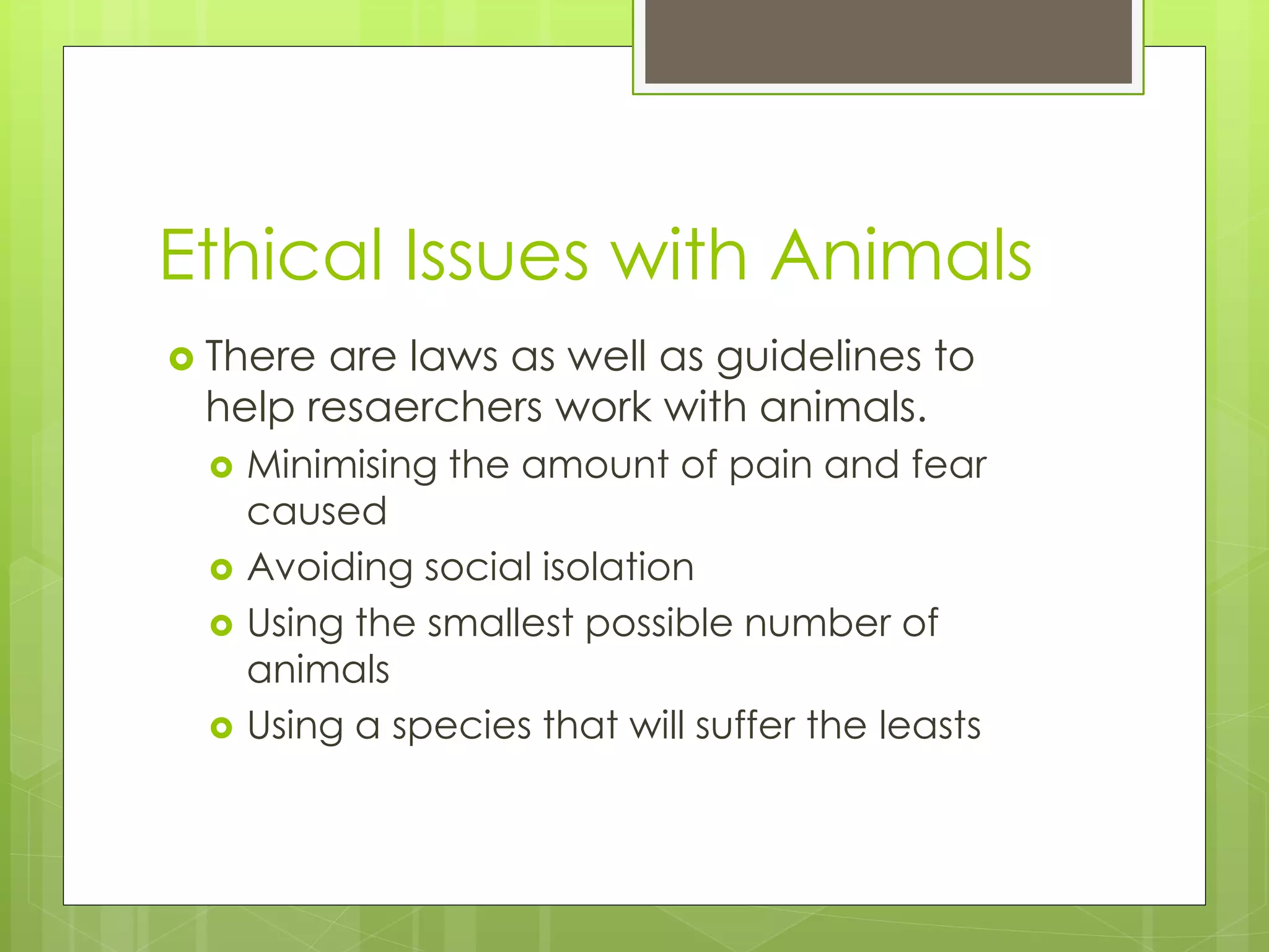 D2d1 ethics in animals. | PPT