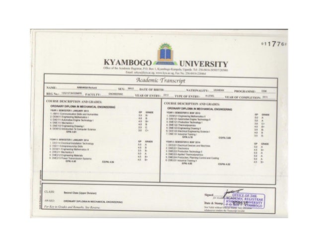 Academic Transcript Kyambogo University