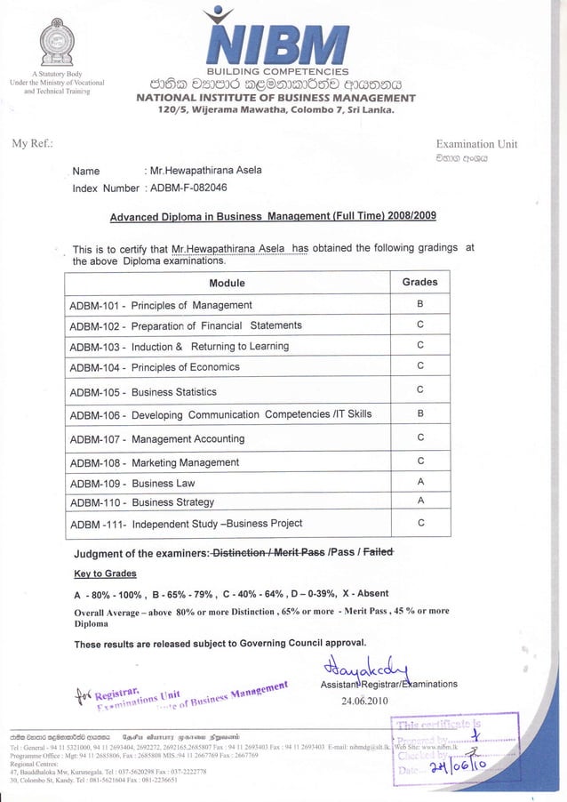 NIBM Advance Diploma | PDF | Business | Business and Finance