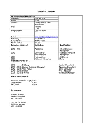 Verkorte CURRICULUM VITAE | DOCX