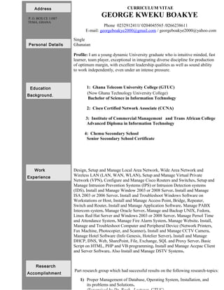RESUME1 | DOC | Operating Systems | Computer Software and Applications