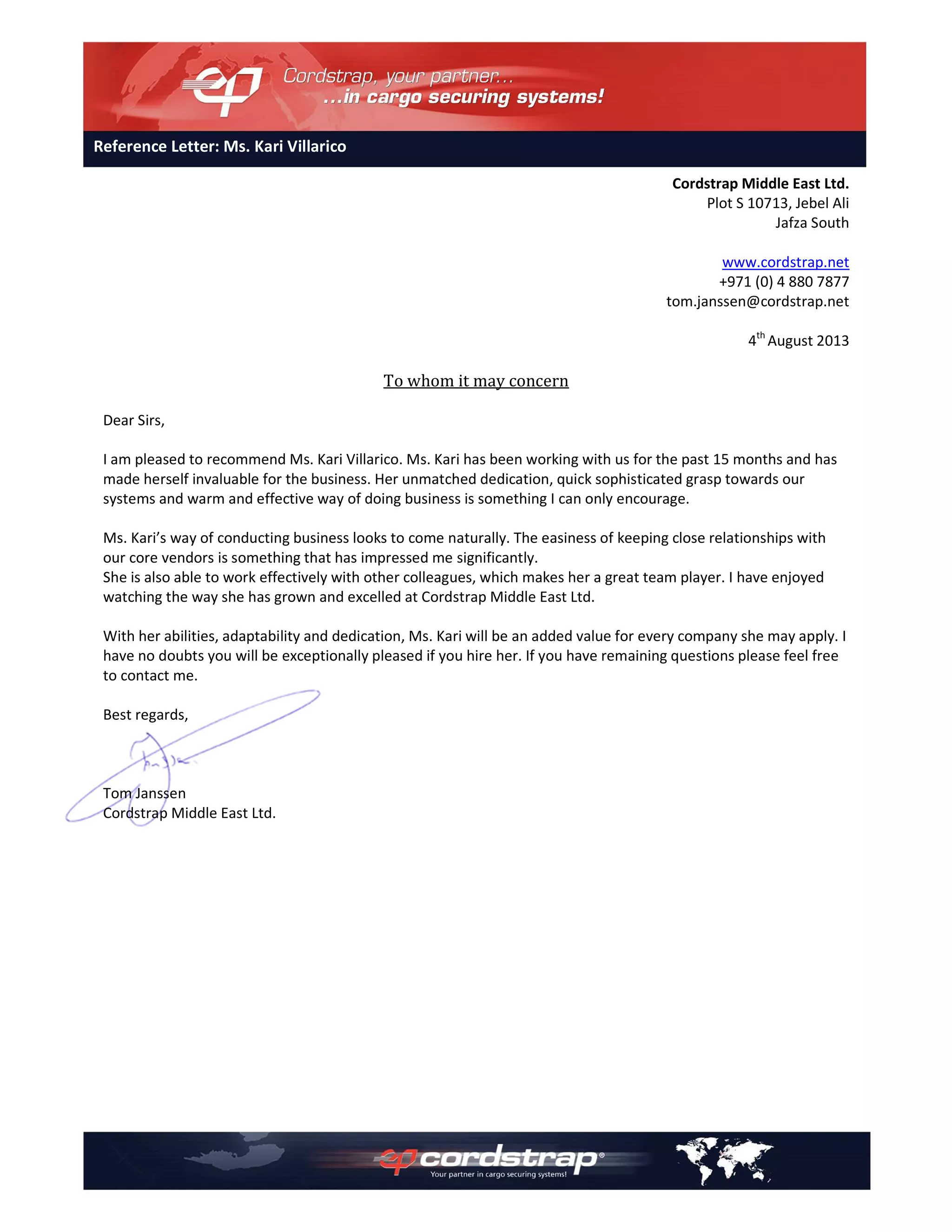 Cordstrap Recommendation Letter 2 | PDF