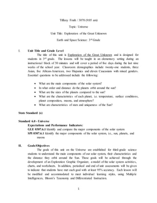 Complete Unit Plan | DOCX | Space and Astronomy | Science