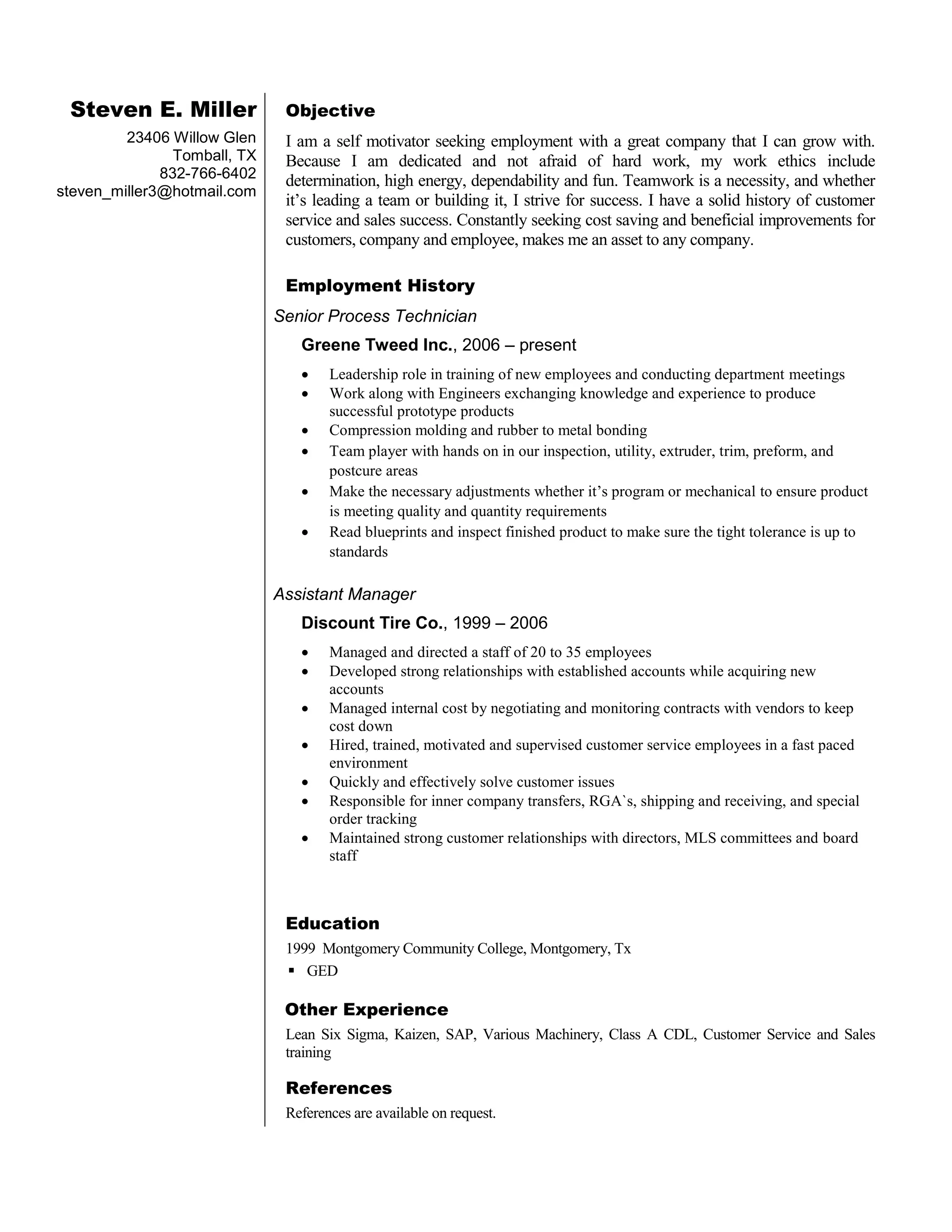 Steven Miller Resume 1 | PDF