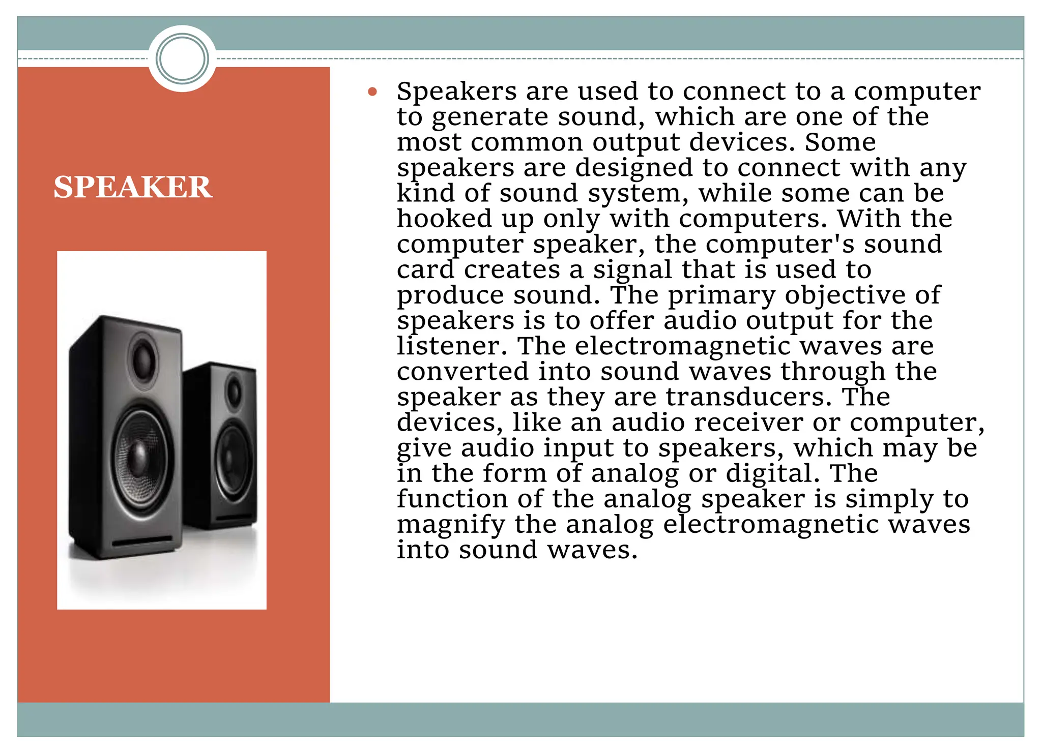 Outputdevice.pptx | Digital Audio | Computer Software and Applications