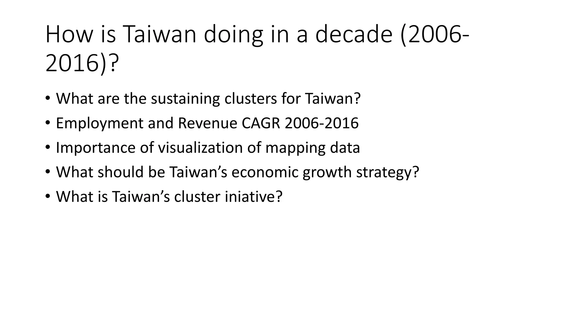 Taiwan Cluster Mapping and Cluster Growth (2006-2016) | PDF