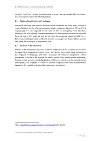D3.1 Multilingual content processing methods | PDF