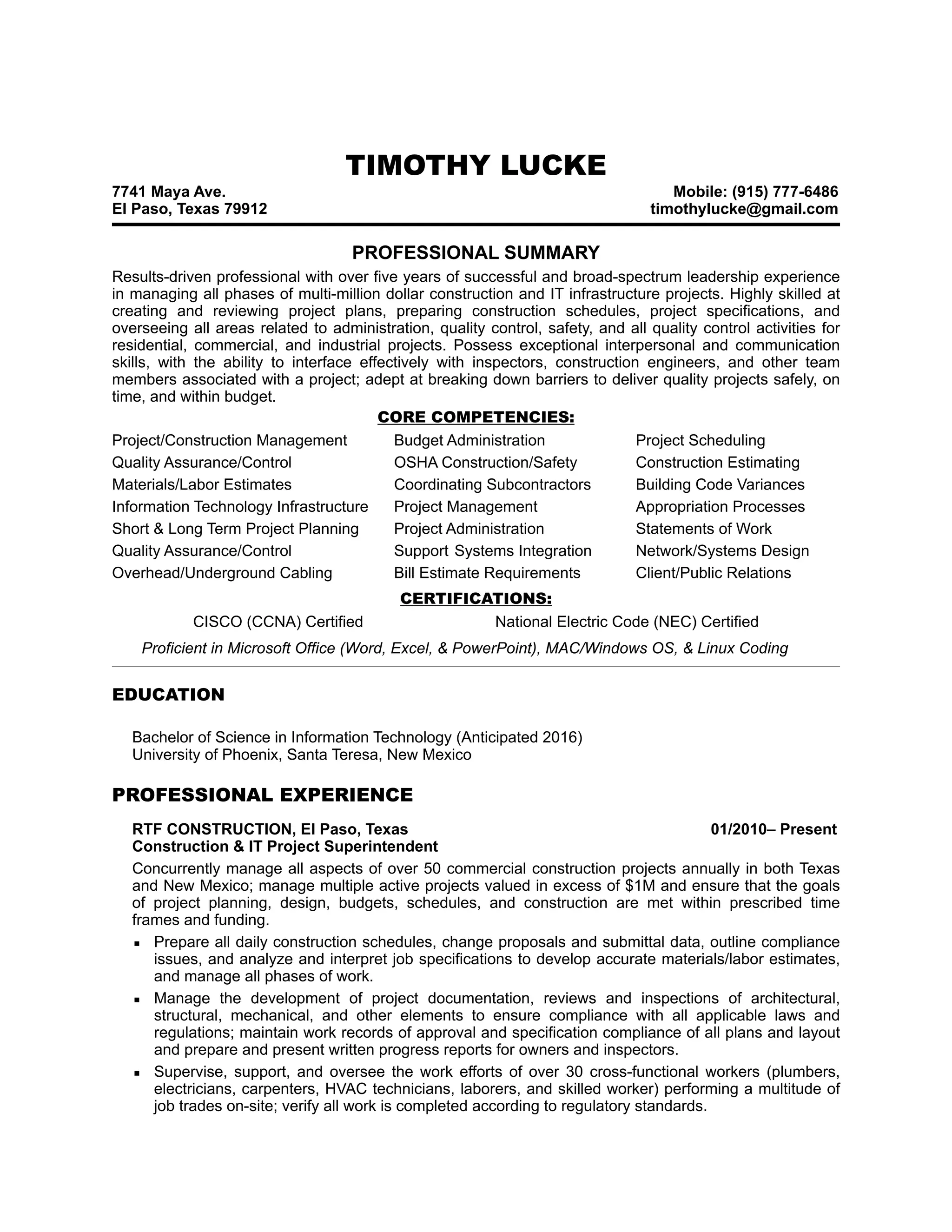 Lucke, Timothy Resume | PDF