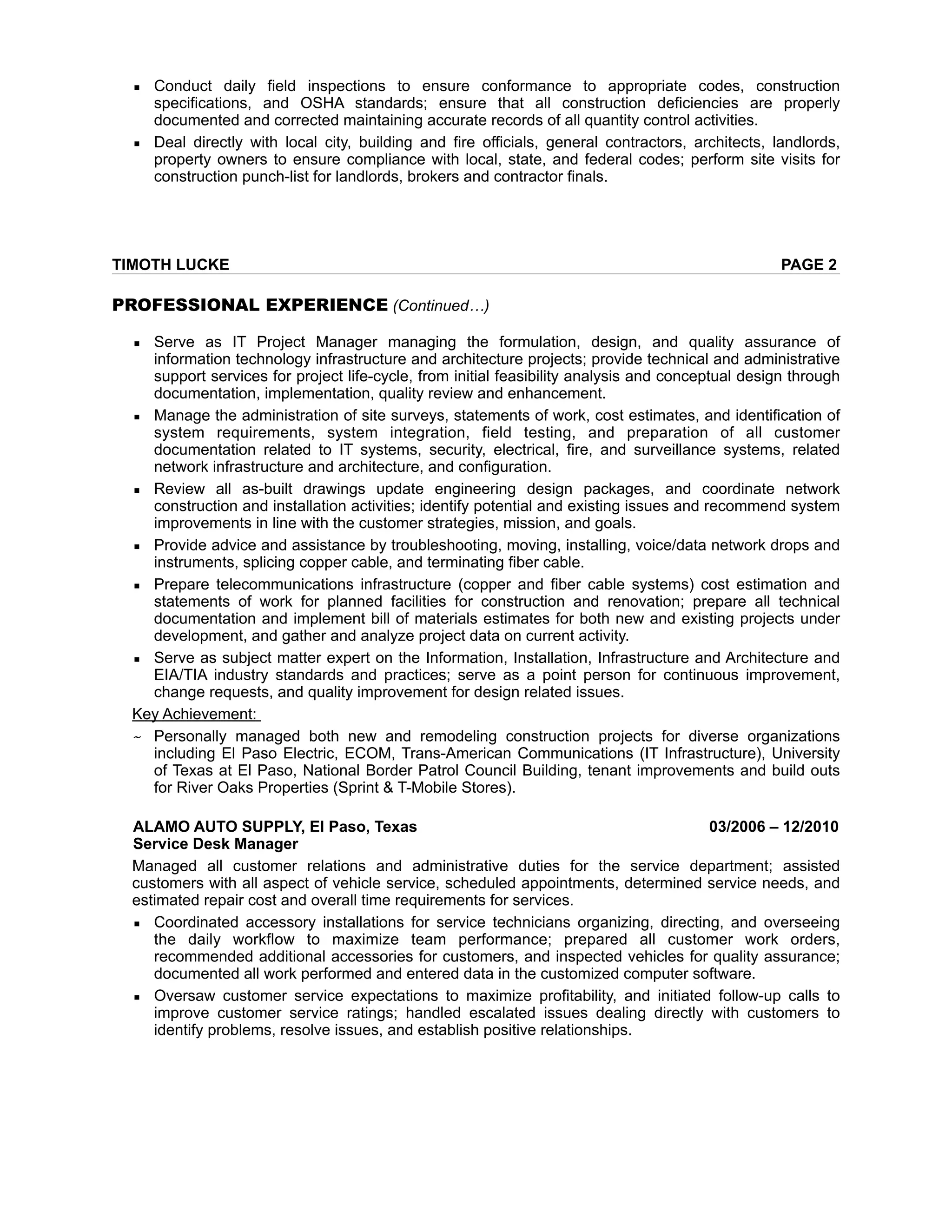 Lucke, Timothy Resume | PDF