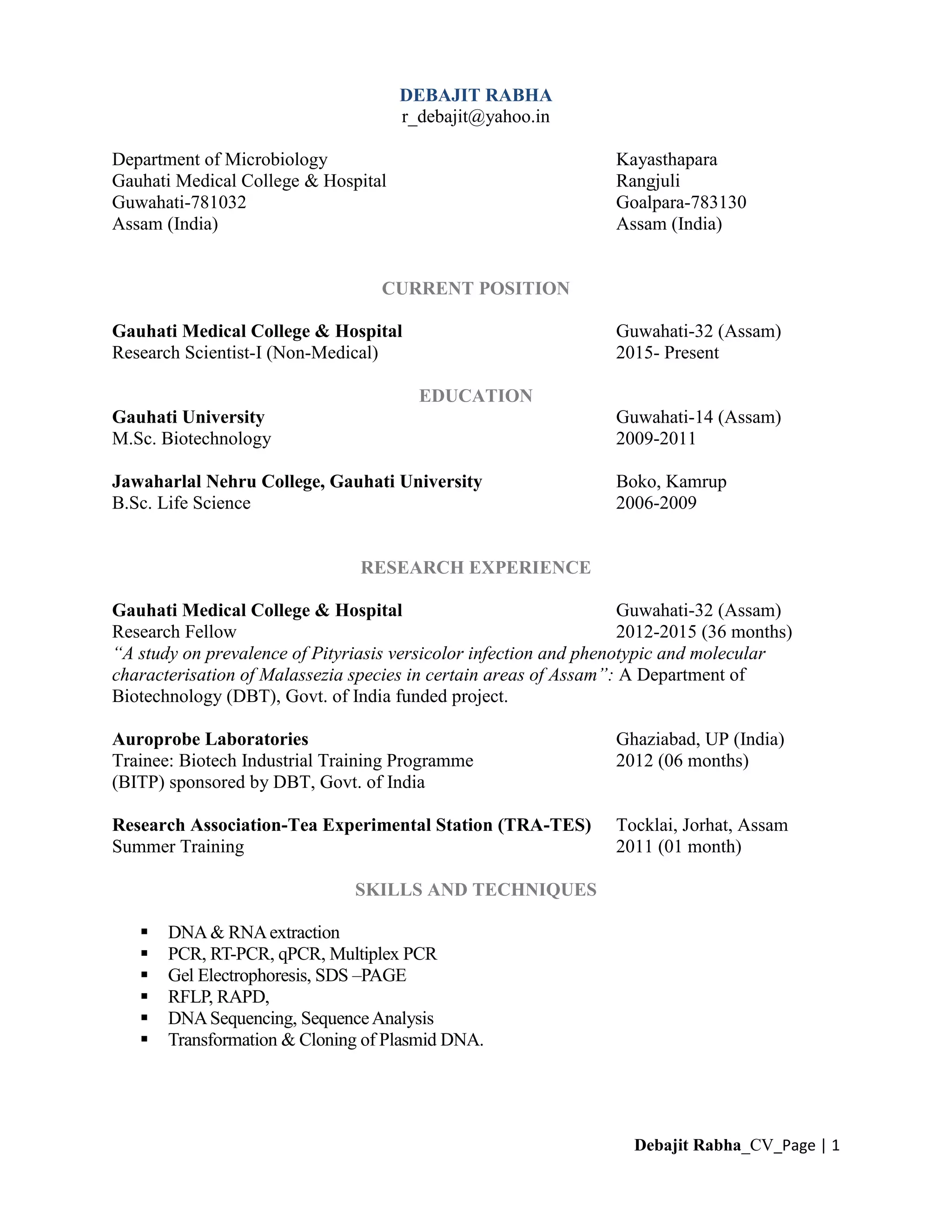 DEBAJIT RABHA CV | PDF