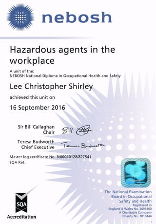 NEBOSH Diploma Unit B Certificate | PDF