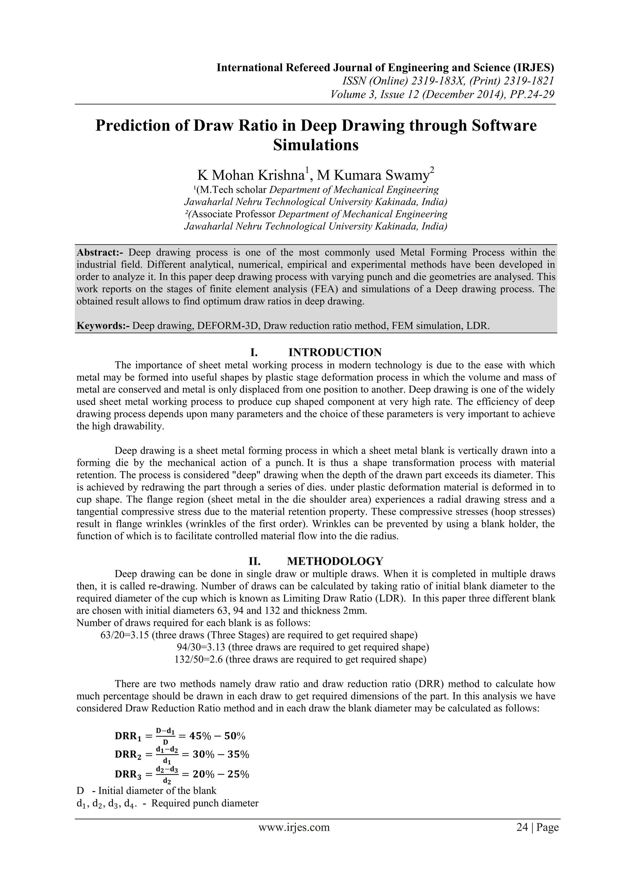 Prediction of Draw Ratio in Deep Drawing through Software Simulations ...