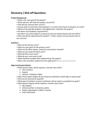 Reference - Andrew's Discovery Question (Checklist or outline) | DOCX