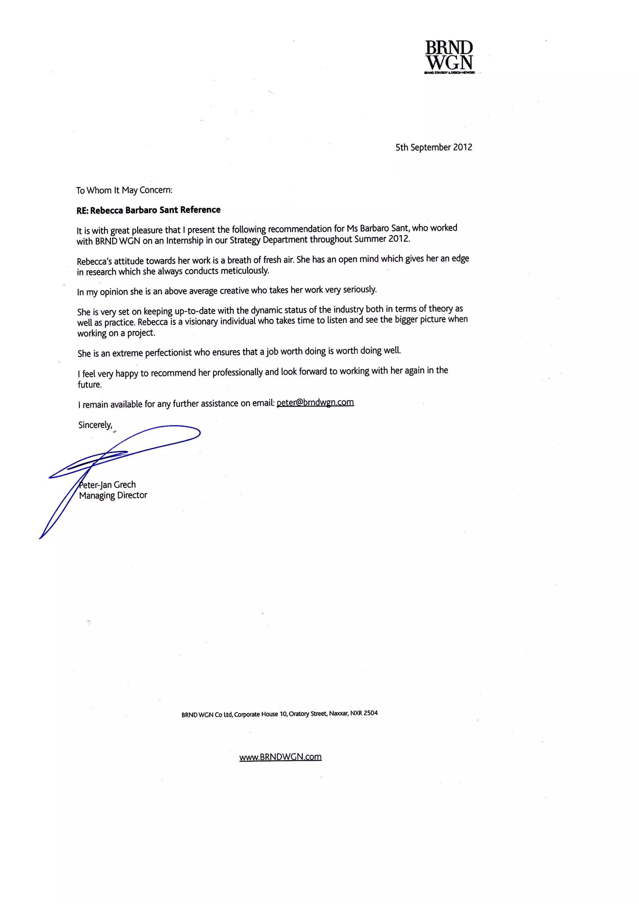 Rebecca Barbaro Sant Reference letters | PDF