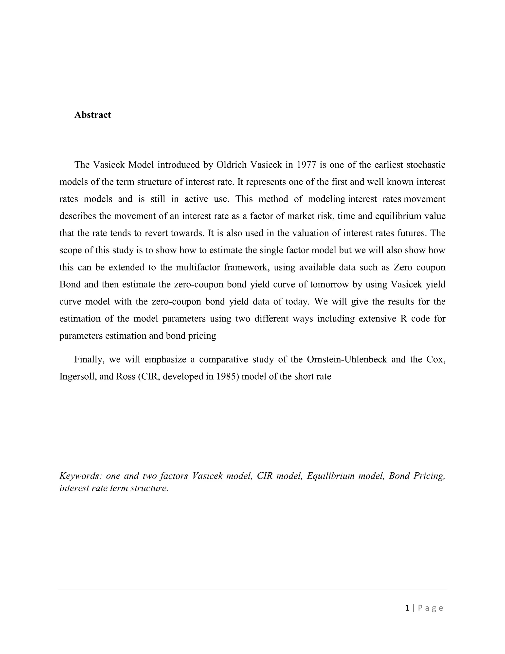 Vasicek Model Project | PDF