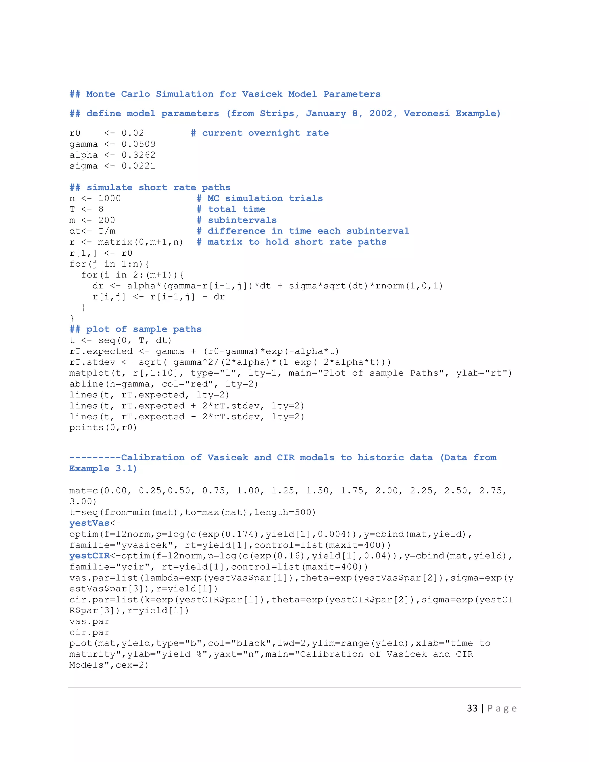Vasicek Model Project | PDF