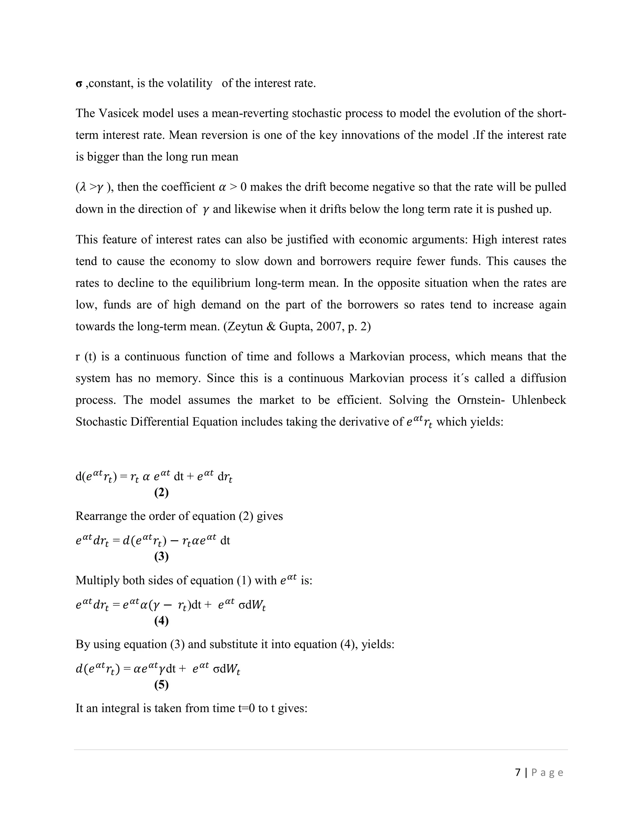 Vasicek Model Project | PDF