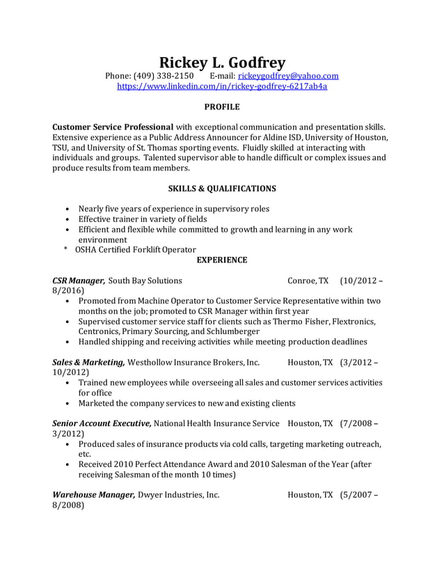 Rickey Godfrey Resume ( revised 9-6-16) | DOCX