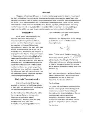 Hawking Radiation and Black Hole Thermodynamics | PDF