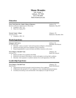 Shane Brandes Resume | DOCX