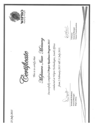 Wipro Certificate | PDF