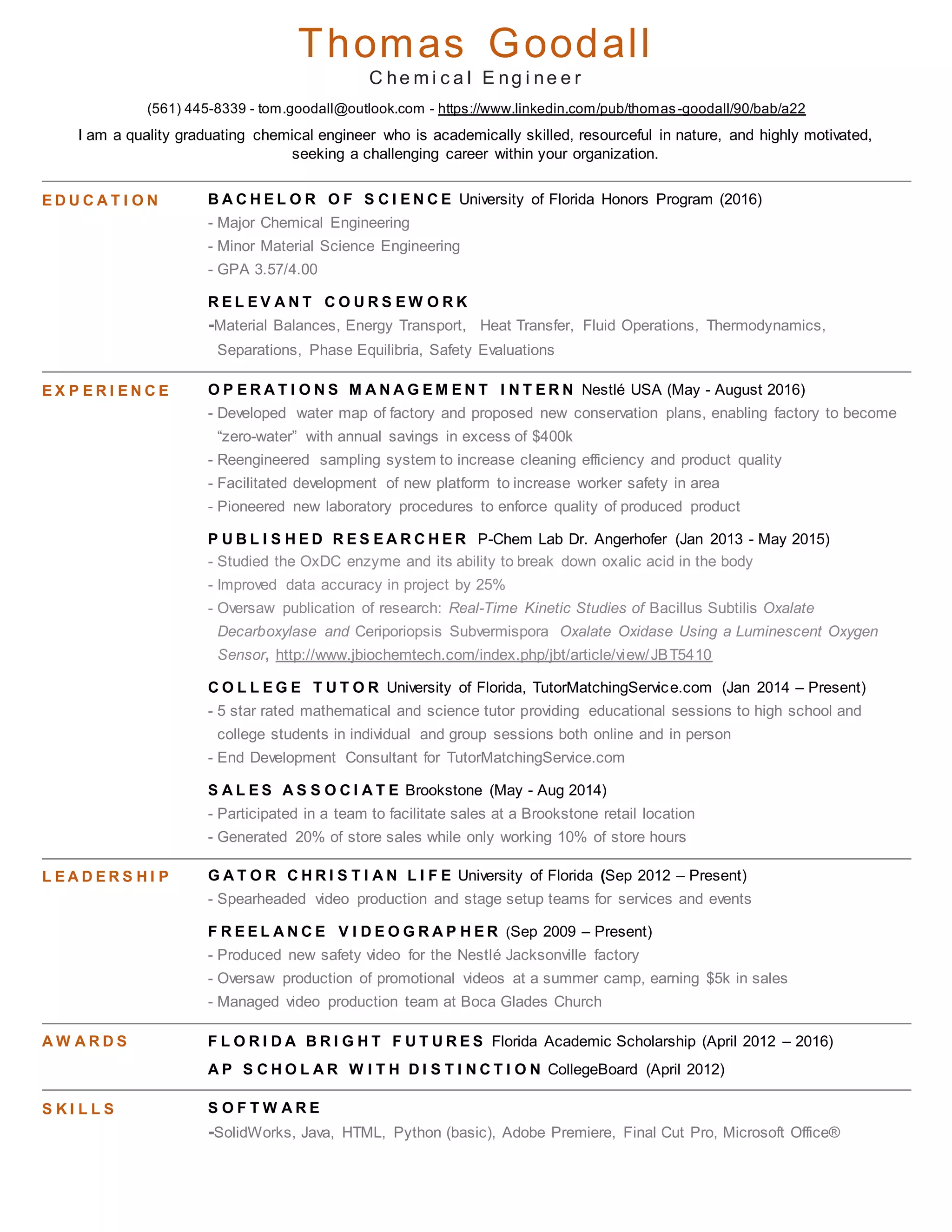 Thomas Goodall Professional Resume Redesigned | PDF
