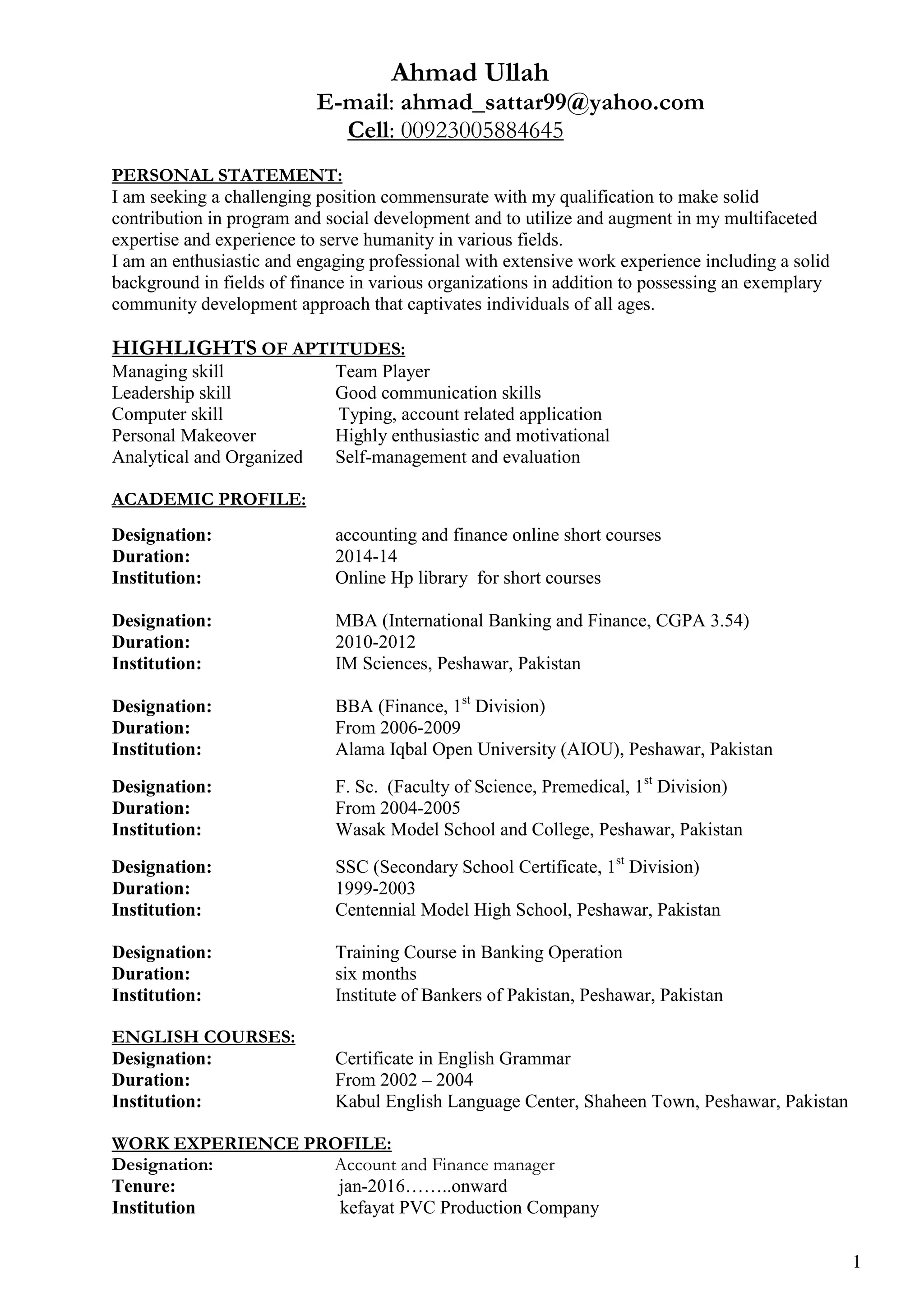 RESUME 2016_convertedfromdoc | PDF