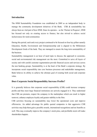 Sustanability and csr-way forward for HNB- SHANEL PERERA -07445. | PDF