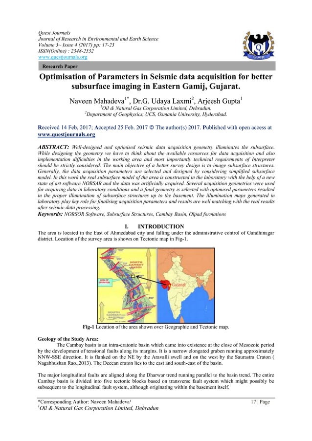 Optimisation Of Parameters In Seismic Data Acquisition For Better