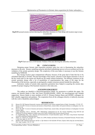 Optimisation of Parameters in Seismic data acquisition for better ...