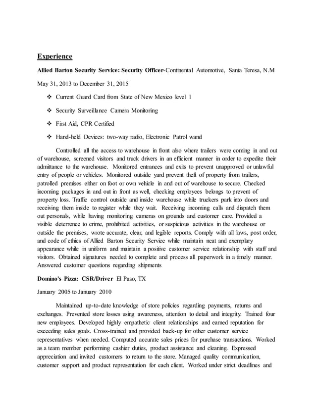 Resume of Mary | PDF