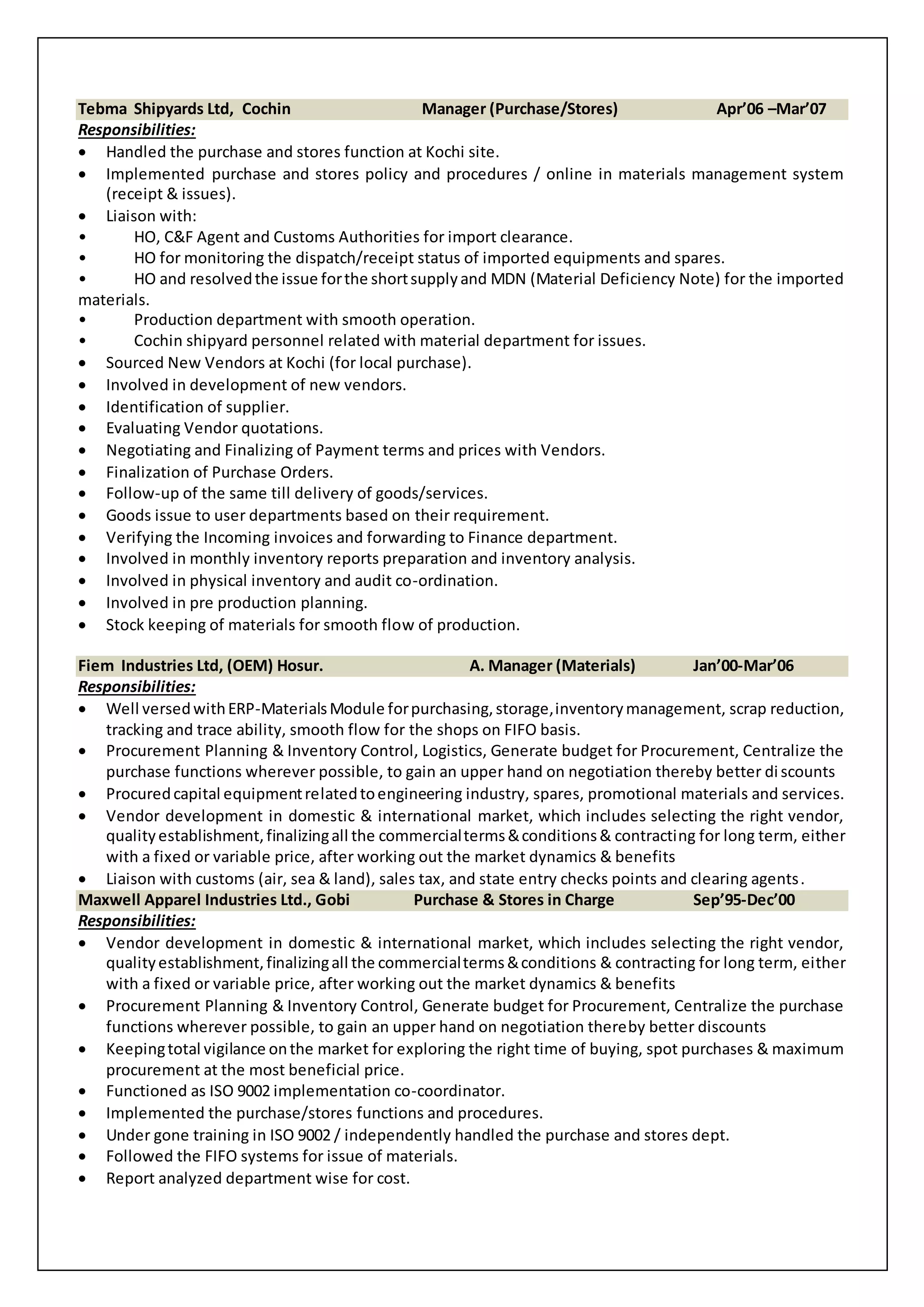 Sr Manager Resume | PDF