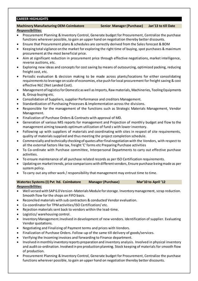 Sr Manager Resume | PDF