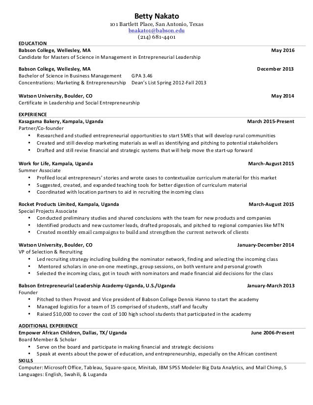 Betty Nakato -Resume