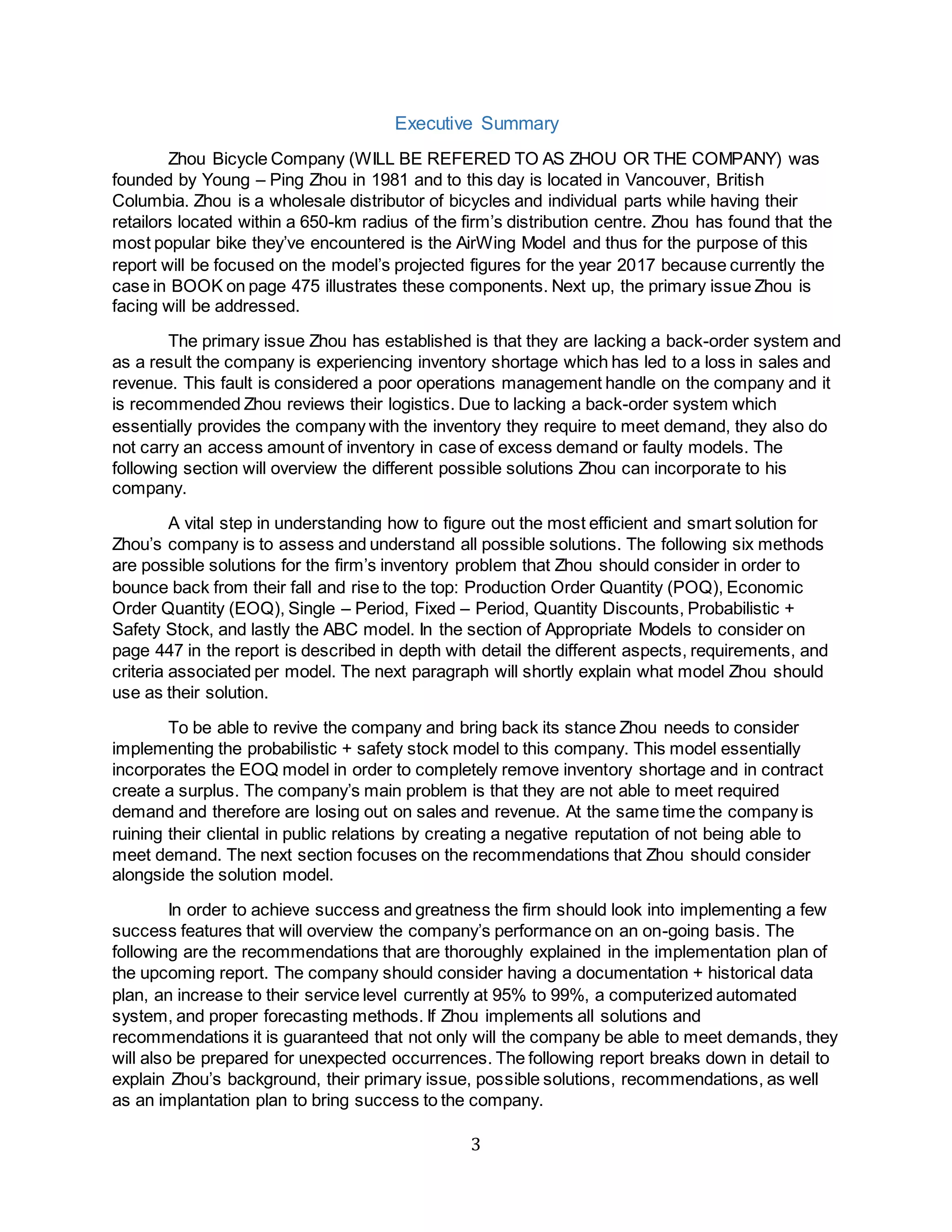 OPER Report - Zhou Bicycle Company | DOCX