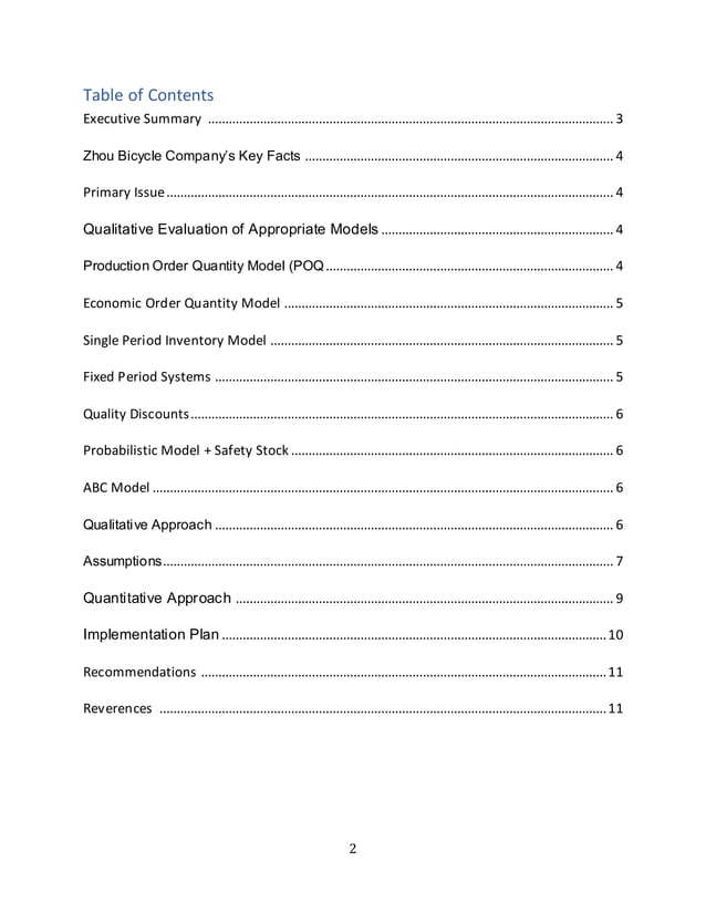 OPER Report - Zhou Bicycle Company | DOCX